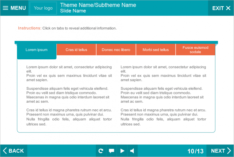 White Accordion With Turquoise Blocks — Storyline Template – eLearningchips