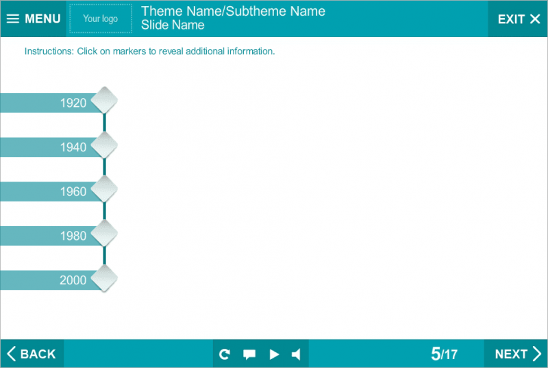 White Accordion With Turquoise Blocks — Storyline Template – eLearningchips
