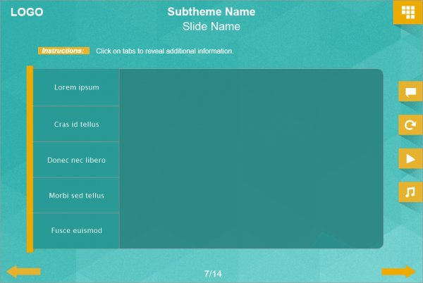 Turquoise Vertical Tabs — Lectora Template – eLearningchips