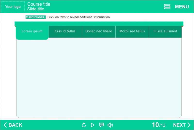 Shamrock Horizontal Tabs — Lectora Template – eLearningchips