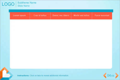 Horizontal Tabs With Light-blue Fond — Lectora Template – eLearningchips