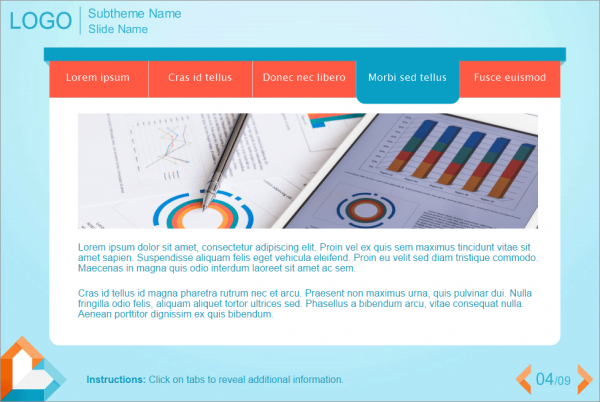 Horizontal Tabs With Light-blue Fond — Lectora Template – eLearningchips