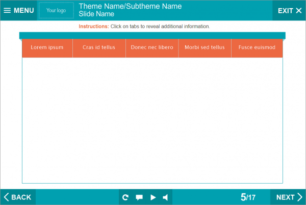 Bondi Blue Horizontal Tabs — Lectora Template – eLearningchips