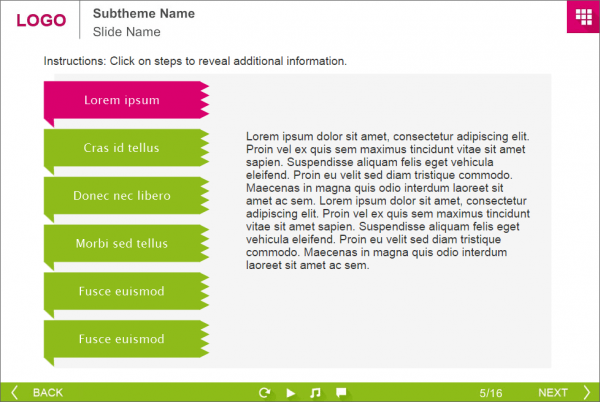 Light Green Tabs — Lectora Template – eLearningchips