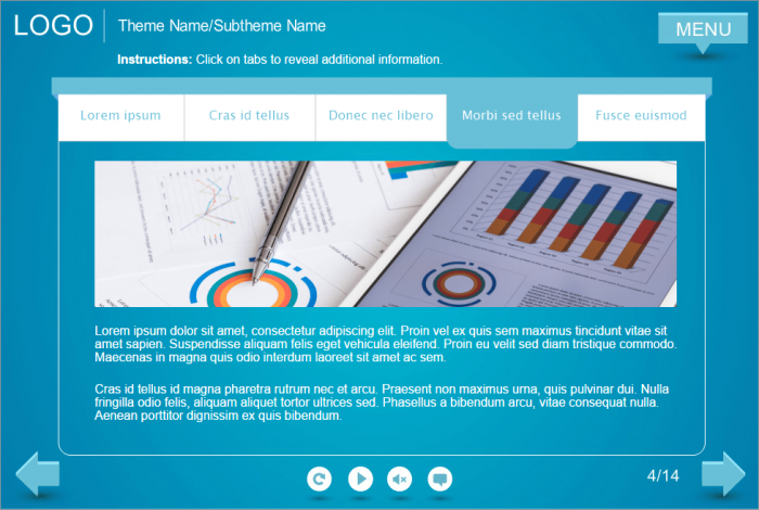 Blue Rectangular Tabs — Lectora Template – eLearningchips
