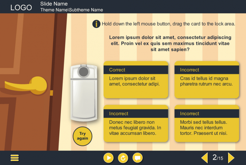 Open Door With Card Quiz — Storyline Template – eLearningchips