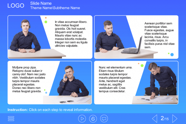 Blue Clickable Steps with Icons — Storyline Template – eLearningchips