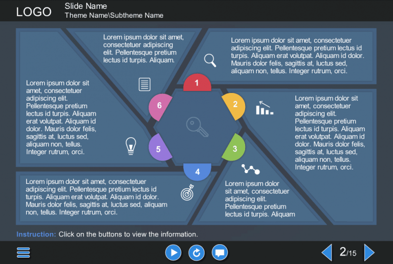 Hexagon with Buttons — Storyline Template – eLearningchips