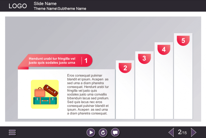 Five Steps over Grey Background — Storyline Template – eLearningchips