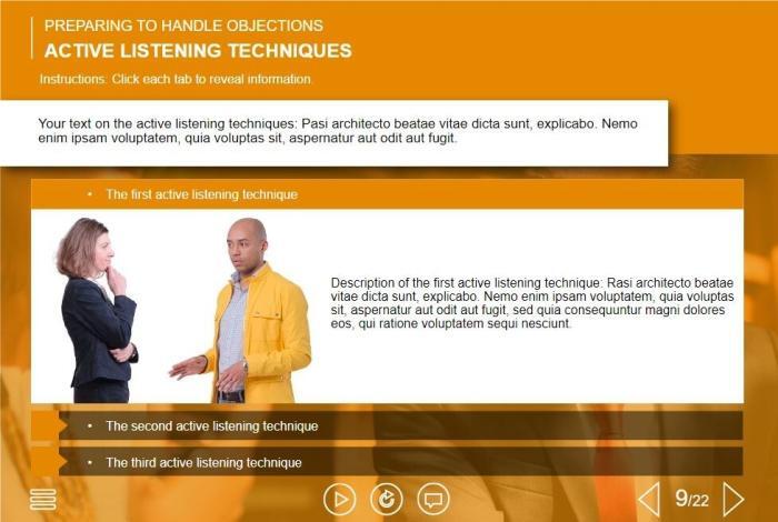 Three-tabbed Accordion — Lectora Template – eLearningchips