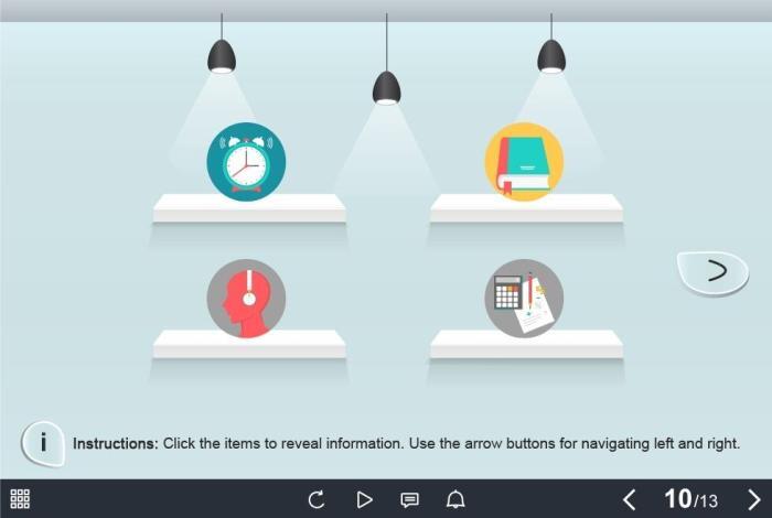 Clickable Items on Shelves — Captivate Template – eLearningchips
